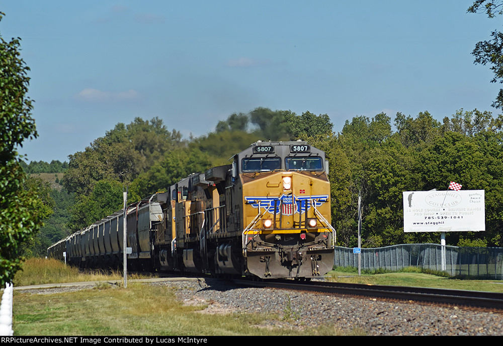 UP 5807 westbound UP empty grain train